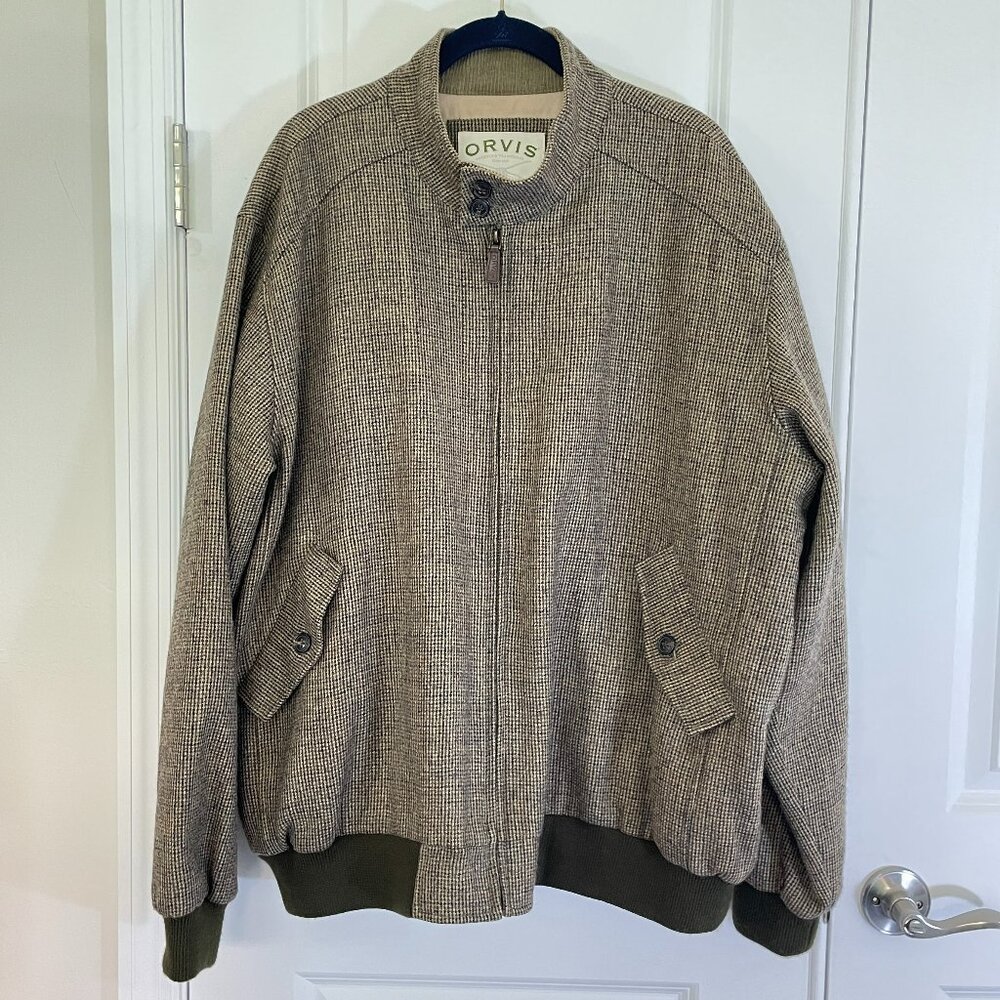 Orvis Tweed Wool Bomber Harrington Jacket Brown - Siz… - Gem